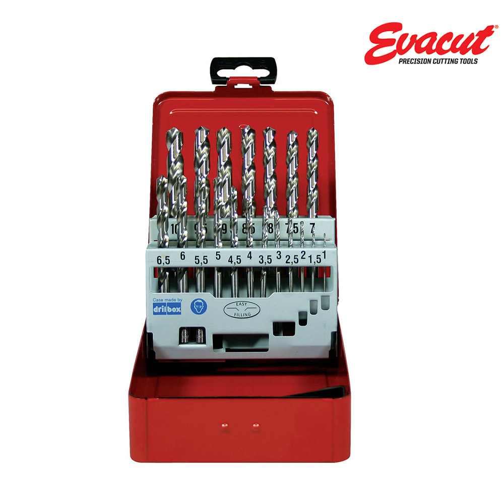 ชุดดอกสว่านเจาะเหล็กไฮสปีด EVACUT 19ตัว/ชุด ระบบมิลลิเมตร NO.2M - บ.ได ...